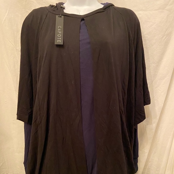 Capote | Tops | Capote Black Navy Cape Style Top | Poshmark